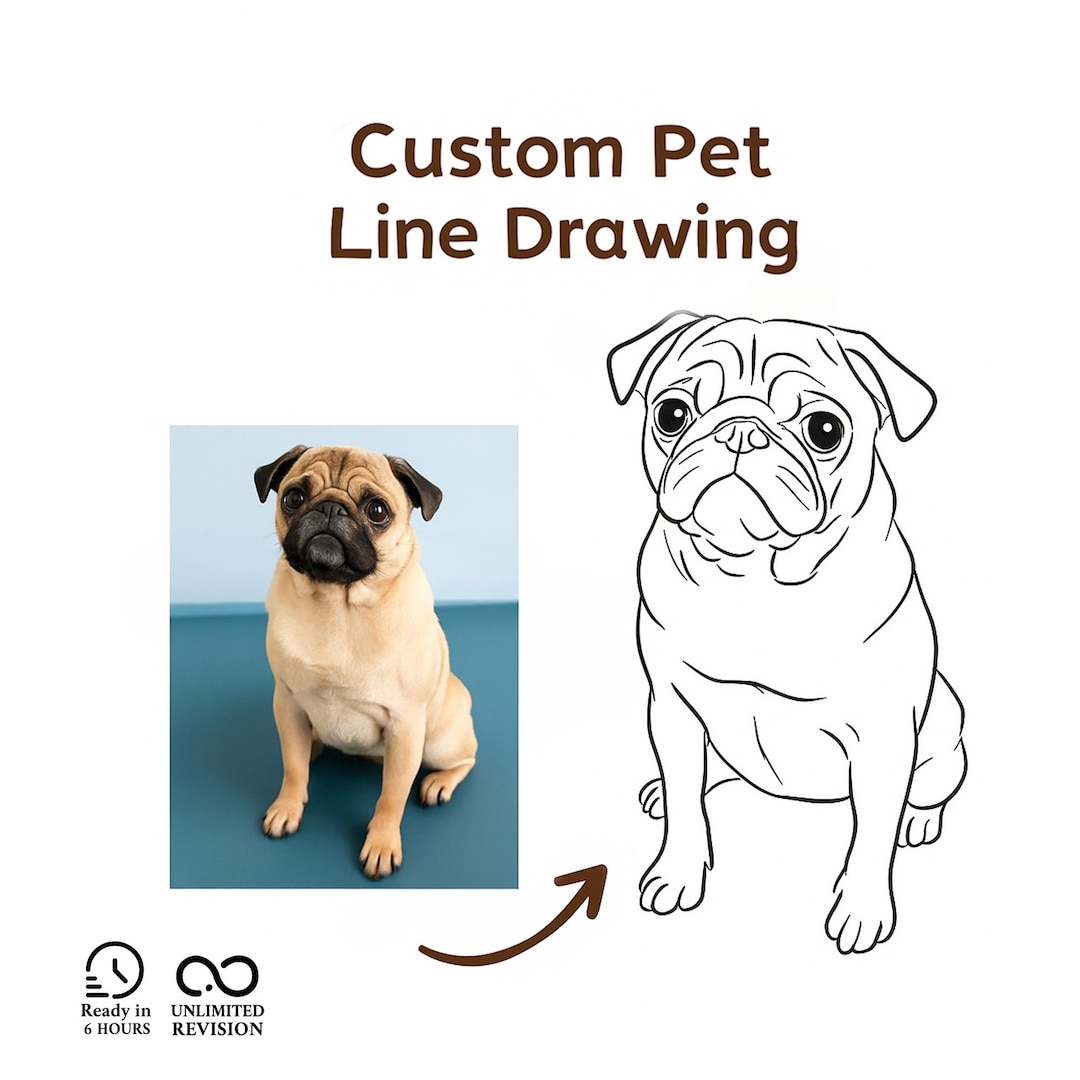 Custom Pet Line Drawing Dog Line Drawing Tattoo Custom Pet Outline ...