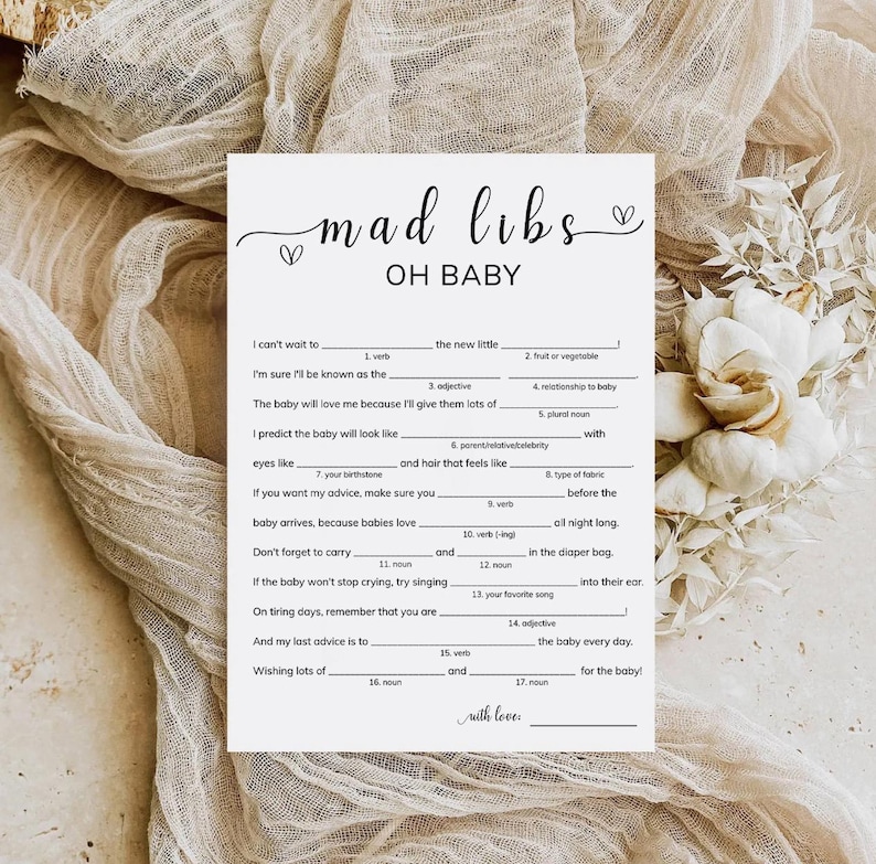 Baby Shower Game Mad Libs Baby Shower Games Printable Oh Baby Mad Libs ...