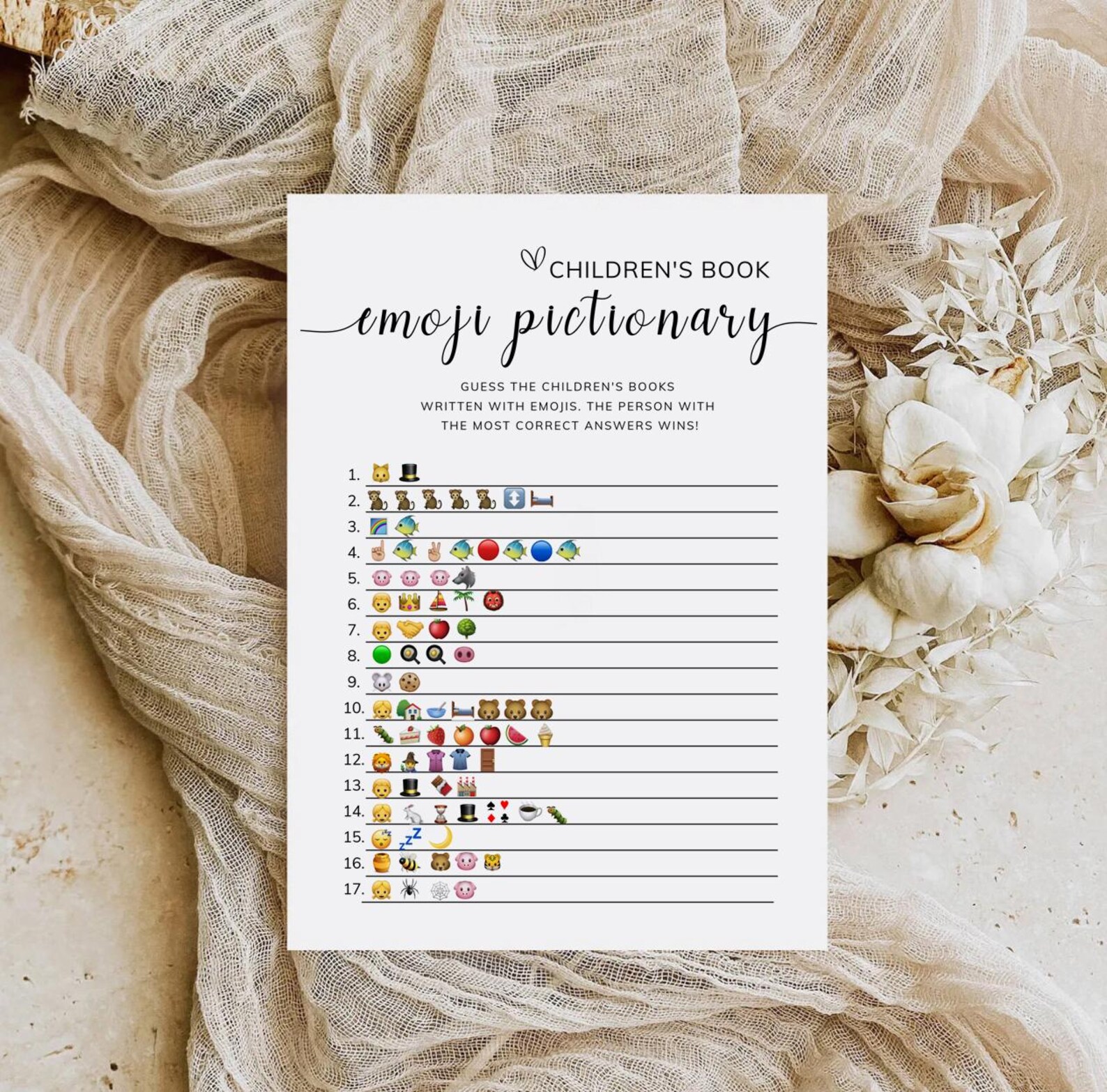 Children's Book Emoji Pictionary Game Baby Emoji Game Baby Shower Emoji ...