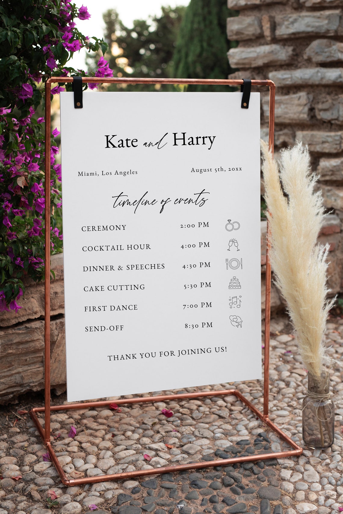 Modern Wedding Order of Events Timeline Sign Template, Minimal Order of ...