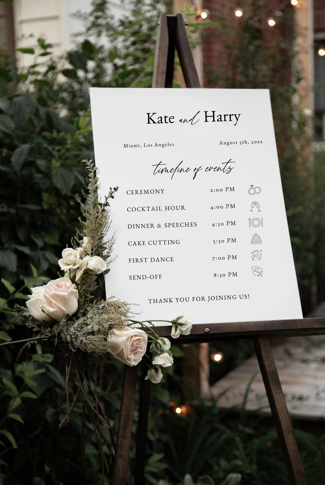 Modern Wedding Order of Events Timeline Sign Template, Minimal Order of ...