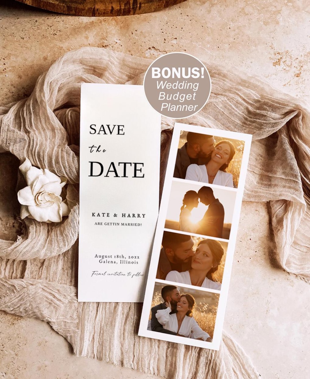PHOTO STRIP Save the Date Photo Booth Save the Date Minimalist Save the ...
