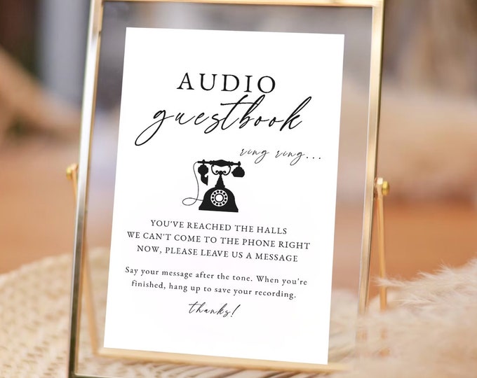 PRINTED Audio Guest Book Sign, Telephone Guest Book, Wedding Audio ...