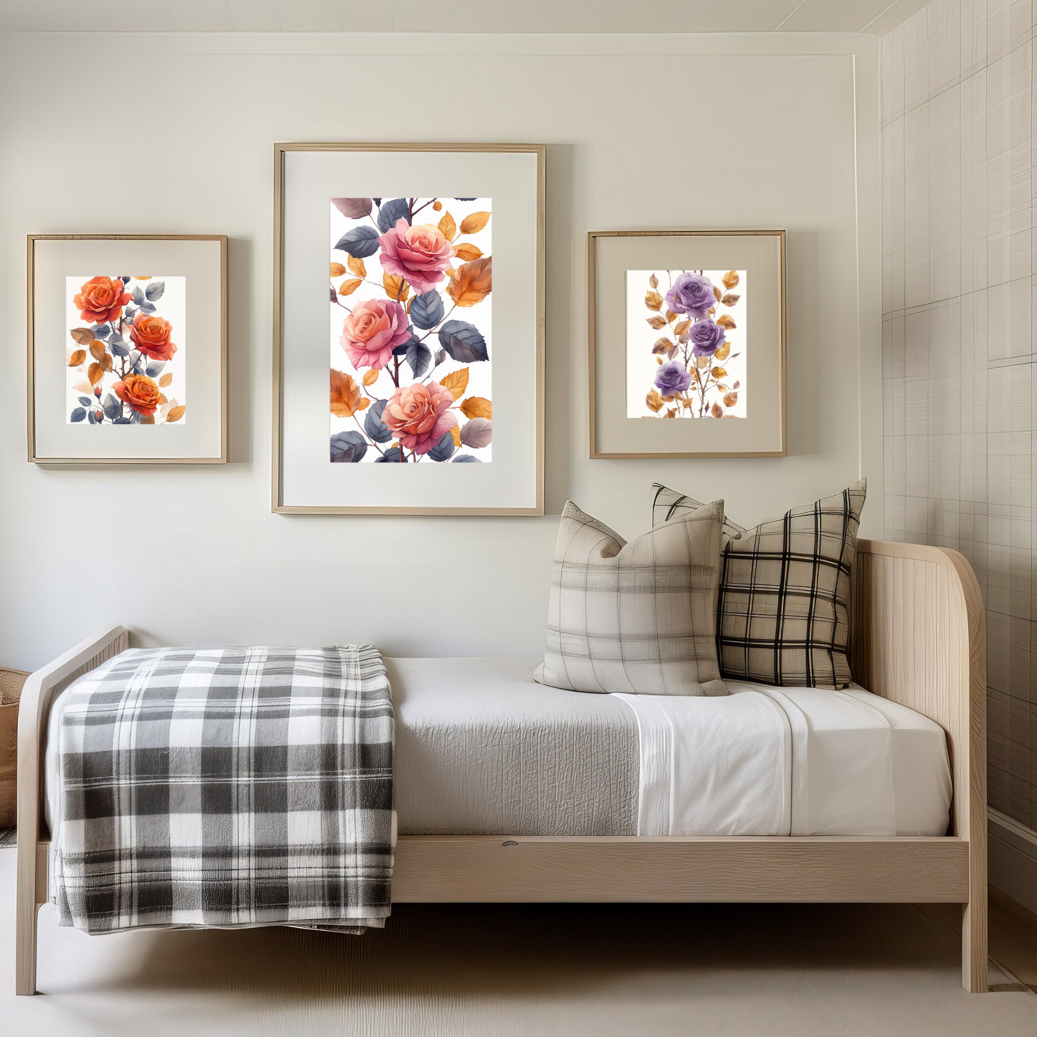 Set of 9 Floral Art Prints, Rose Floral Wall Art, Printable Roses ...