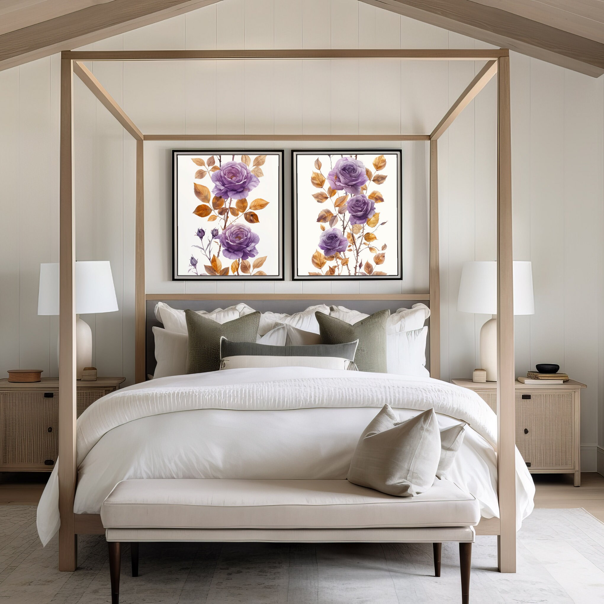 Set of 9 Floral Art Prints, Rose Floral Wall Art, Printable Roses ...