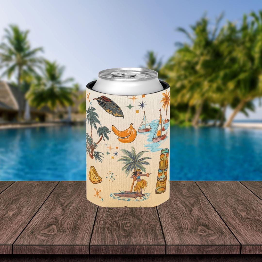 Tiki Tropical Icons Can Cooler: Luau Party Favor - Etsy