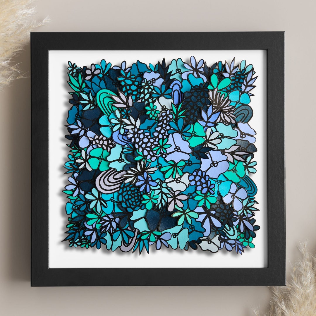 Colorful Floral Collage Art - Original One of a Kind Wall Hanging to ...