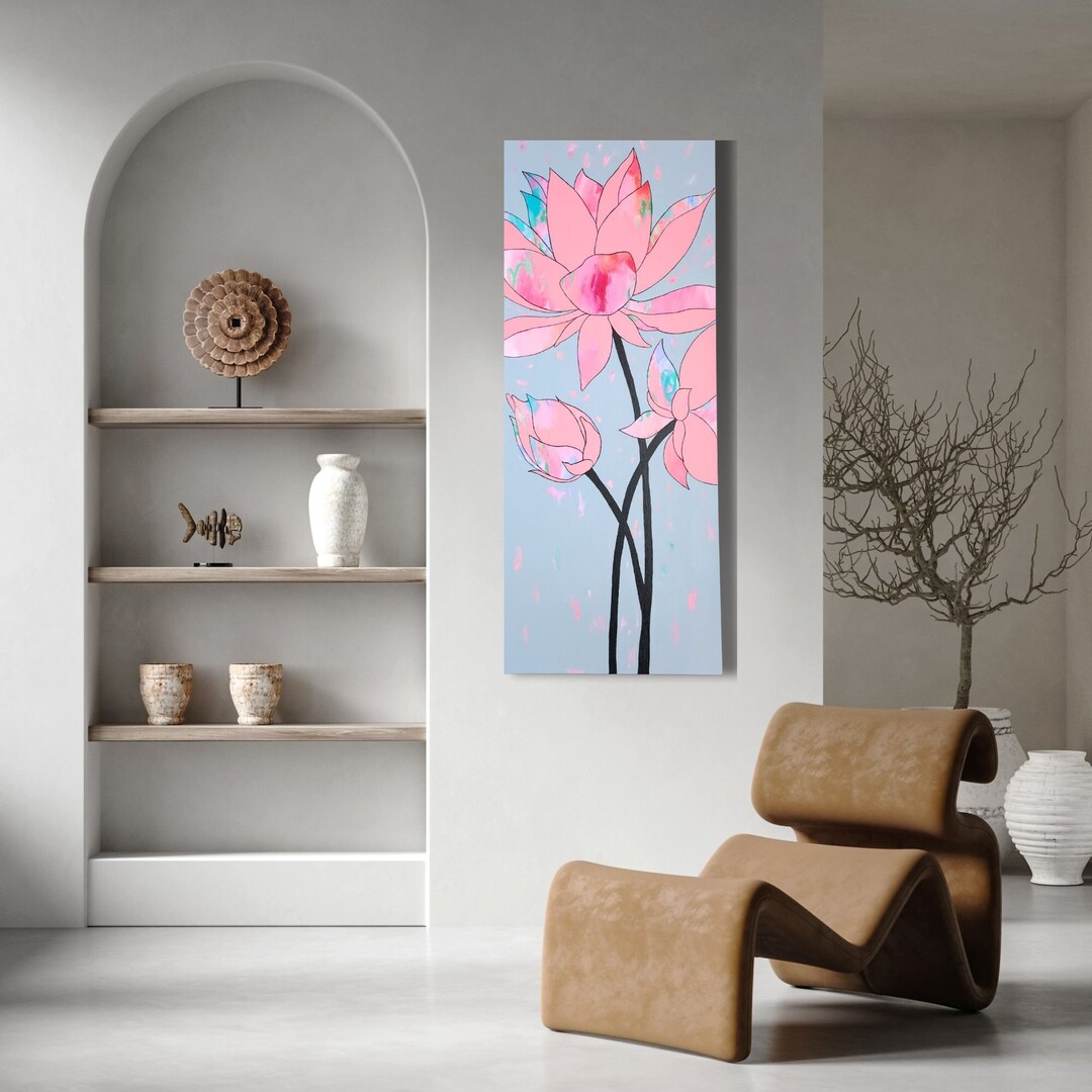 RENEW - 16x40" Original Large Abstract Wall Art, Botanical Wall Art ...