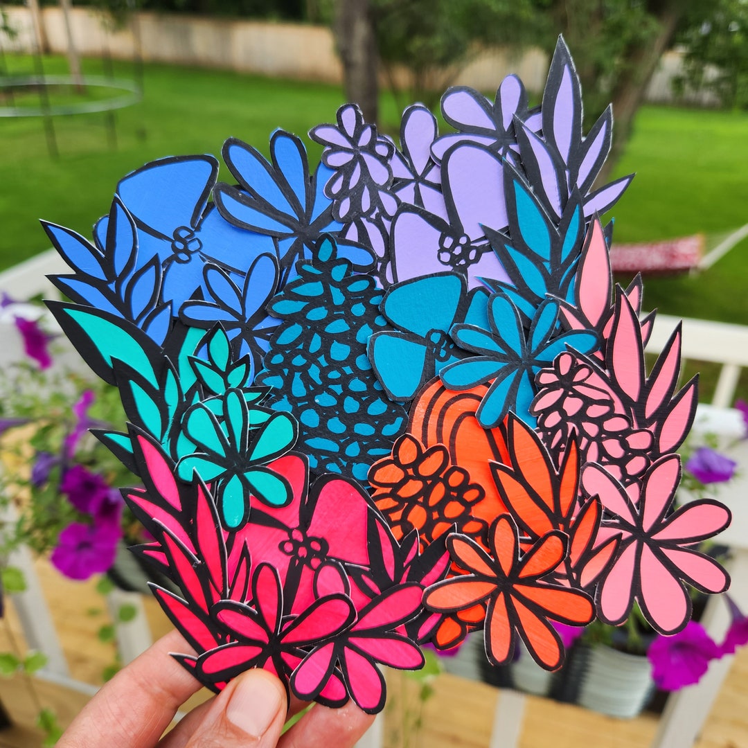 Colorful Floral Collage Art - Original One of a Kind Wall Hanging to ...