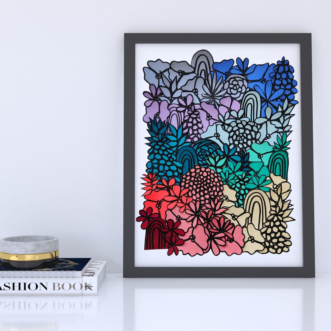 Colorful Floral Collage Art - Original One of a Kind Wall Hanging to ...