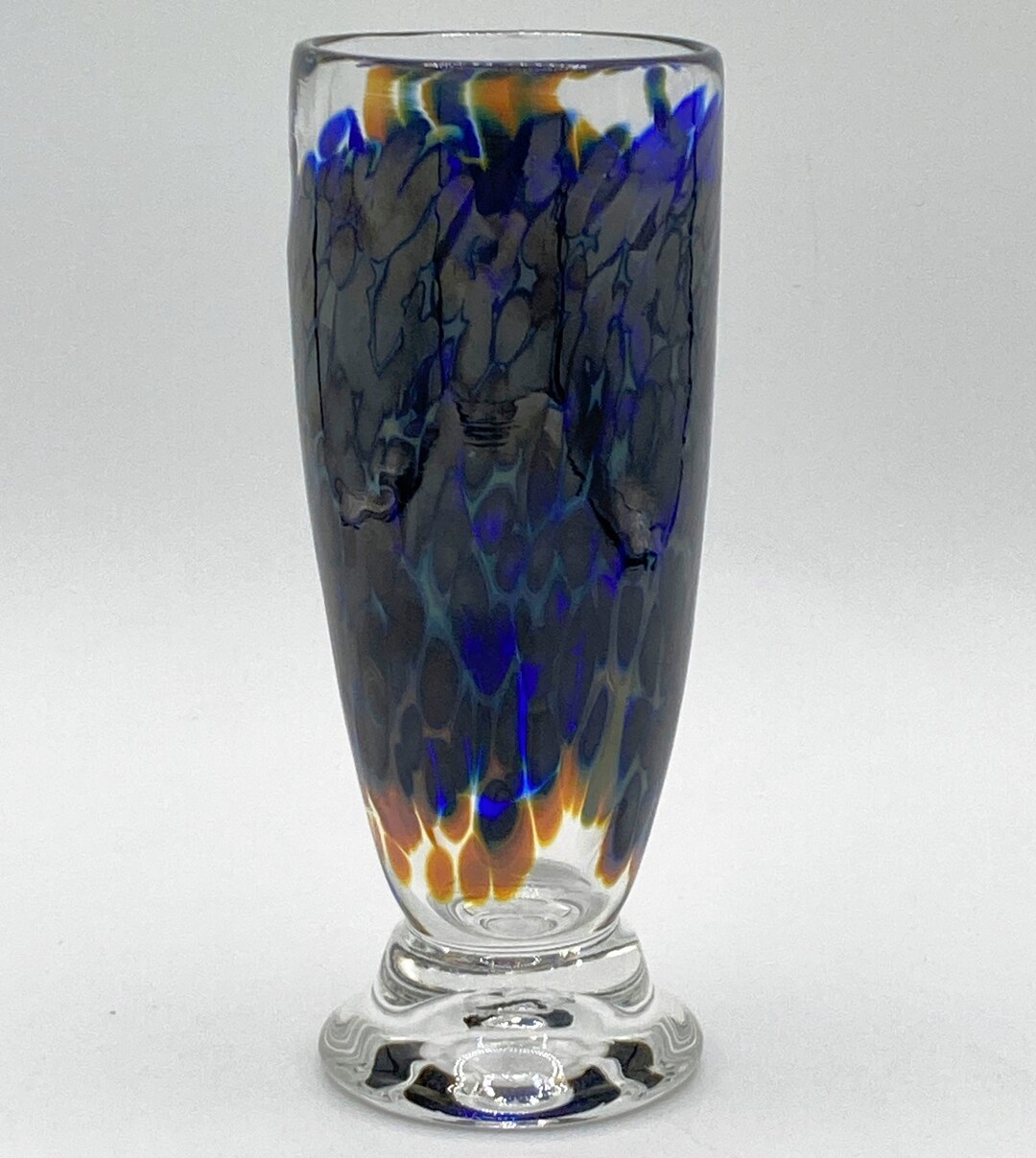 Vintage Signed Steve Palmer Hand Blown Glass Vase - Blue & Brown - Etsy
