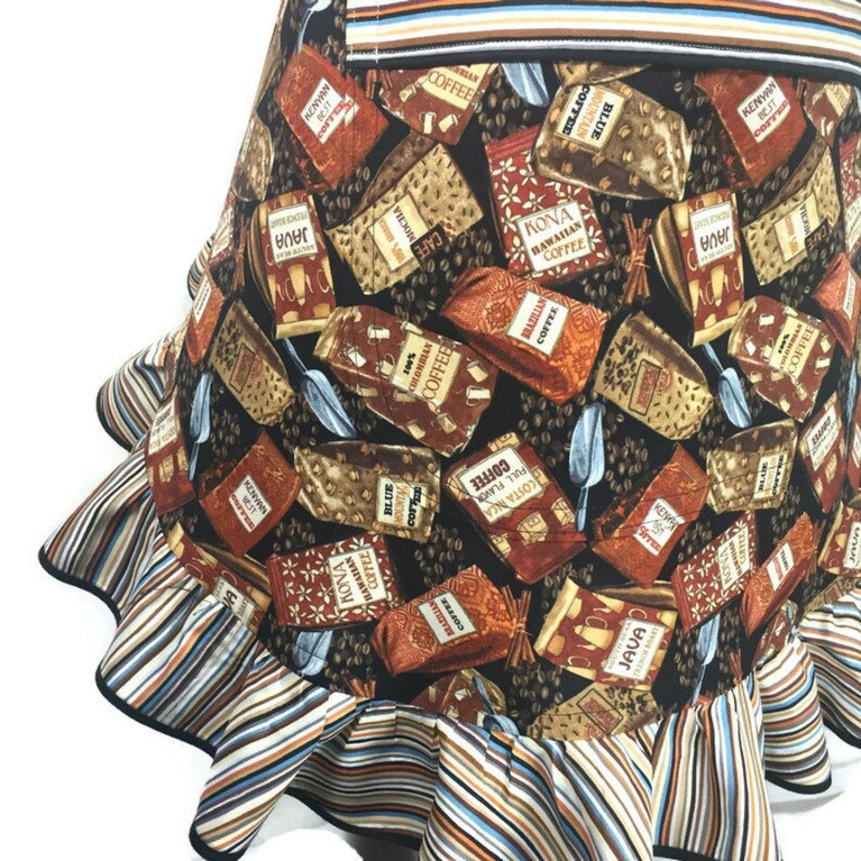 Coffee Apron for Women / Retro Apron With Ground Coffee With Stripes ...