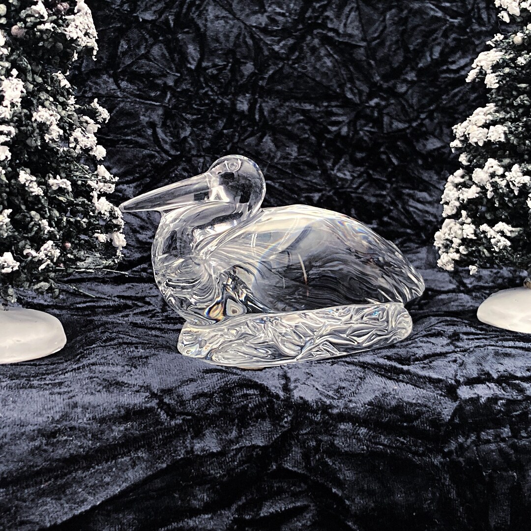 Vintage 70s Baccarat Crystal Nesting Cigogne Stork Bird Figurine France ...