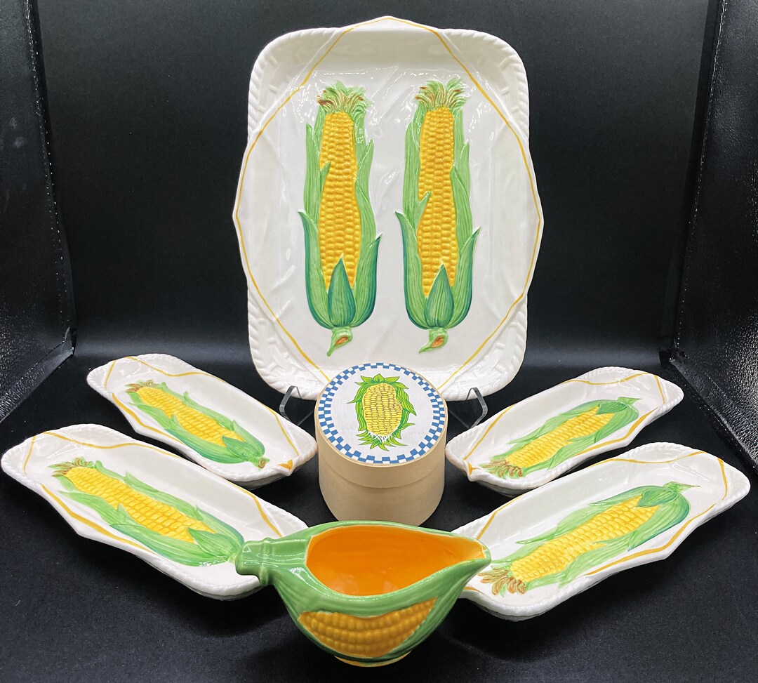 Vintage 1985 Shafford Original Corn on the Cob Serving Set Ceramic ...
