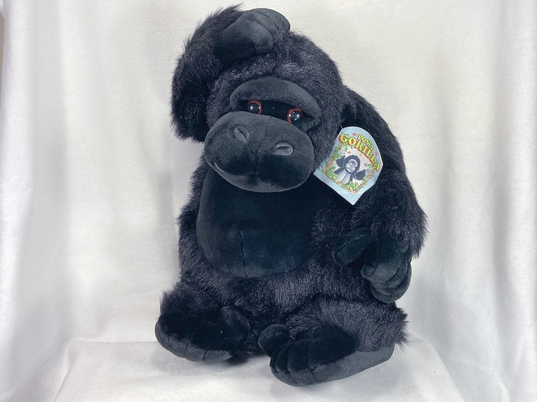 T L Toys Poser Black Gorilla Ape Plush Stuffed Animal Toy 22 Vtg 1998 ...