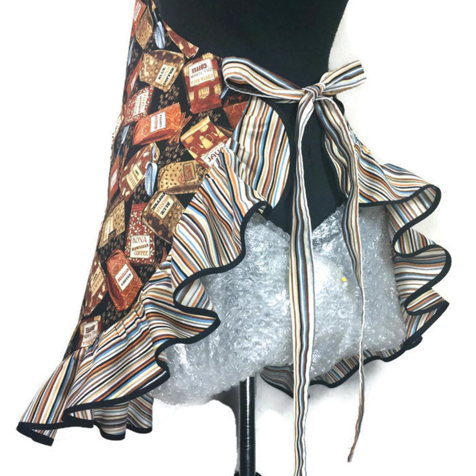 Coffee Apron for Women / Retro Apron With Ground Coffee With Stripes ...