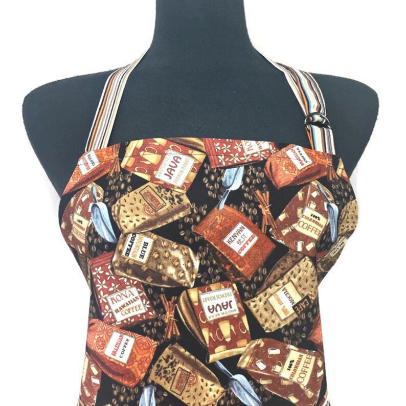 Coffee Apron for Women / Retro Apron With Ground Coffee With Stripes ...