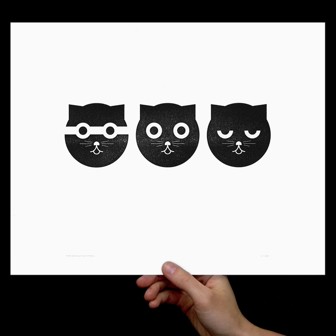 Watson the Cat, Art Print, Three Musketeers, Letterpress, Print, Poster ...