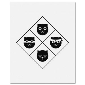 Art Print Watson the Cat Badge, Letterpress, Print, Poster, Cat Art ...