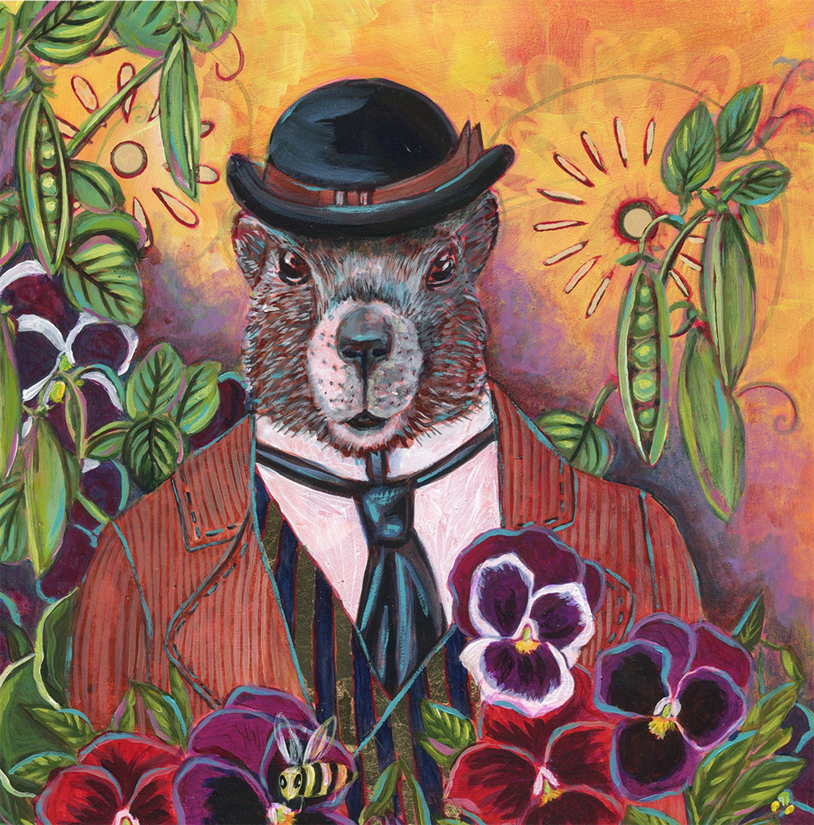 Marmot in a Pea Garden 10x10 Inch Print on Paper - Etsy