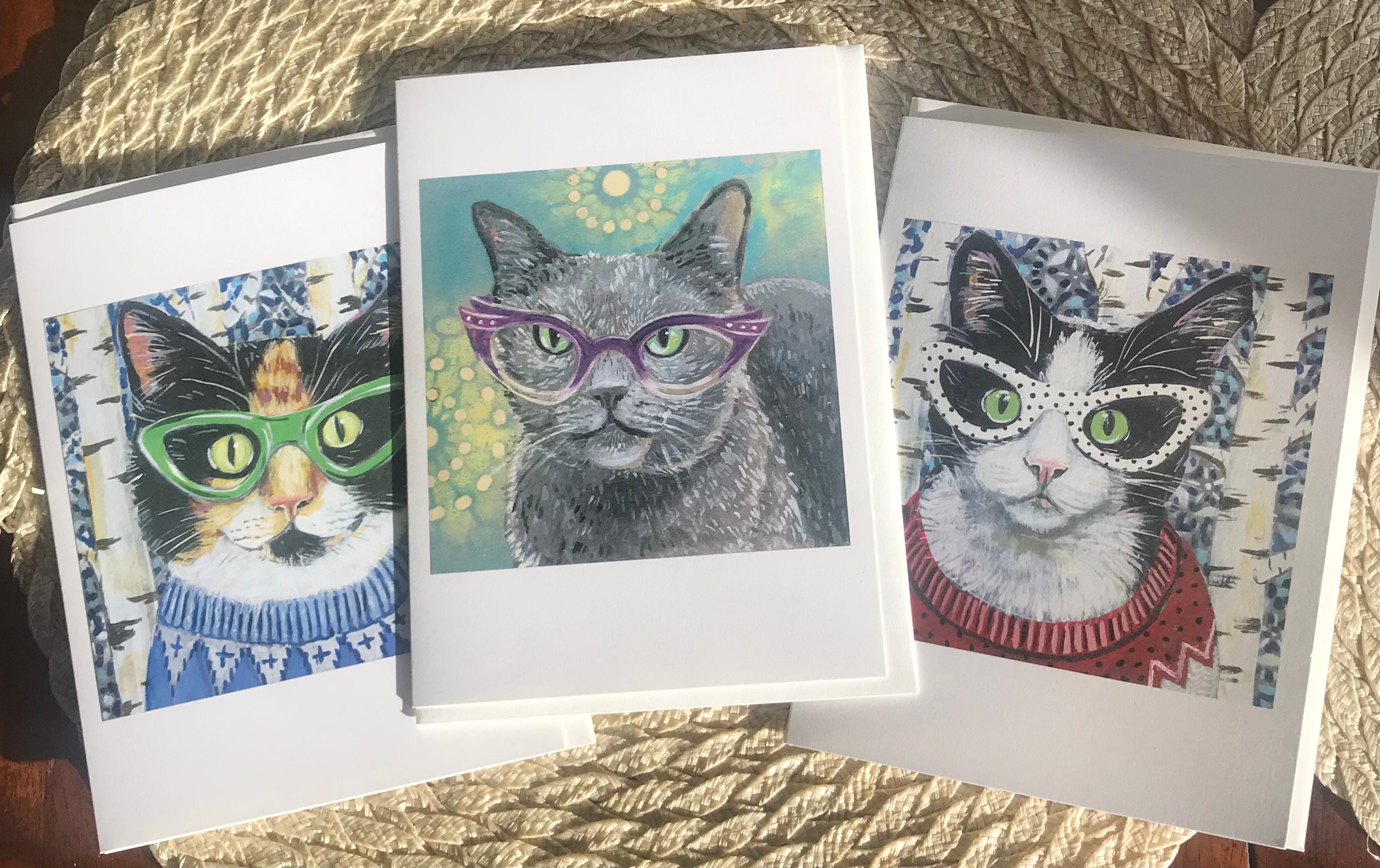 Greeting Card Set of Six Cat Cards - Etsy