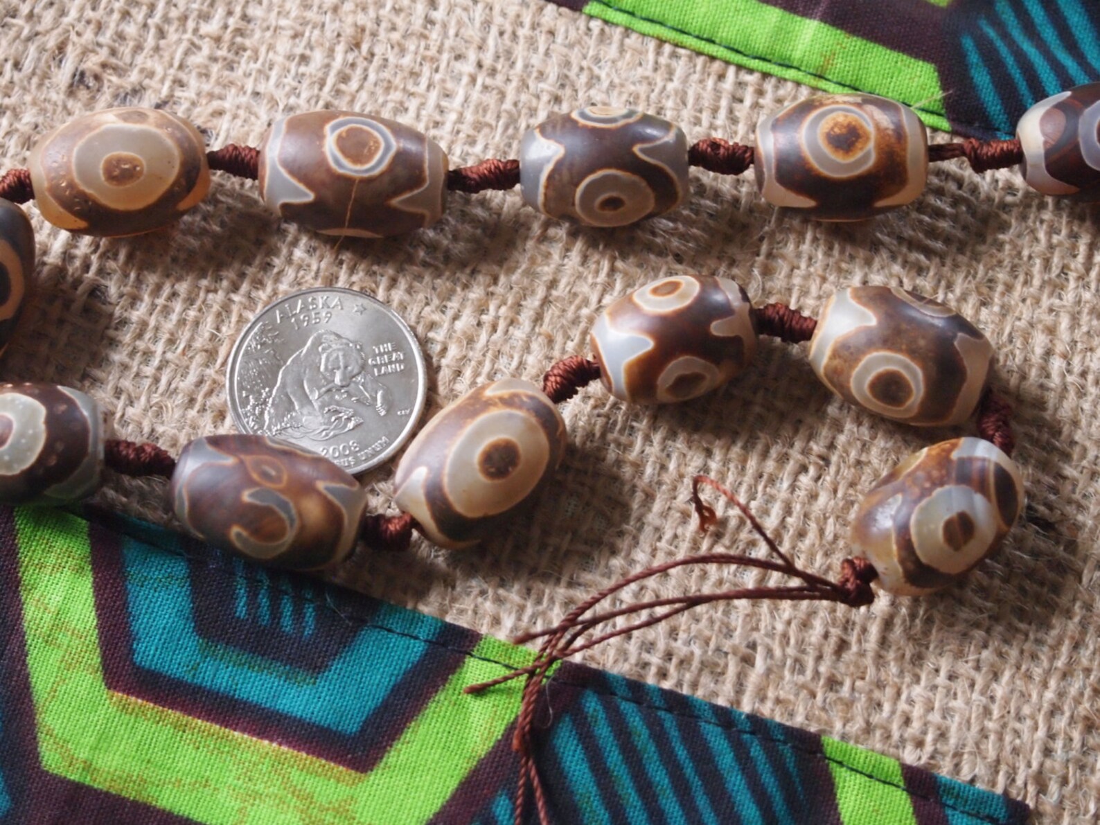 Large Tibetan Agate Dzi-style 15x22mm Eye Barrel Bead Strand - Etsy