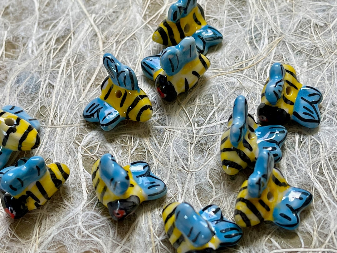 10 Pcs 18mm Painted Porcelain Ceramic Bumble Bee Beads - Etsy