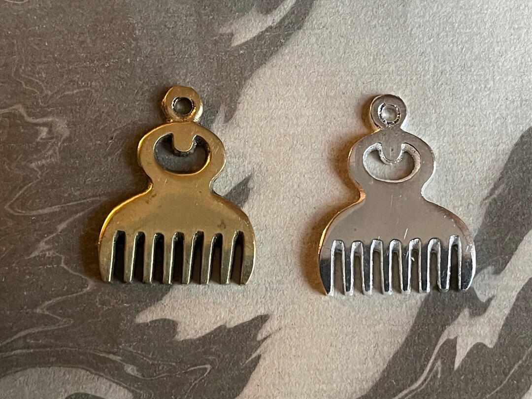 2 Pieces Brass Adinkra DUAFE Wooden Comb 25mm Charm in Choice of 2 ...