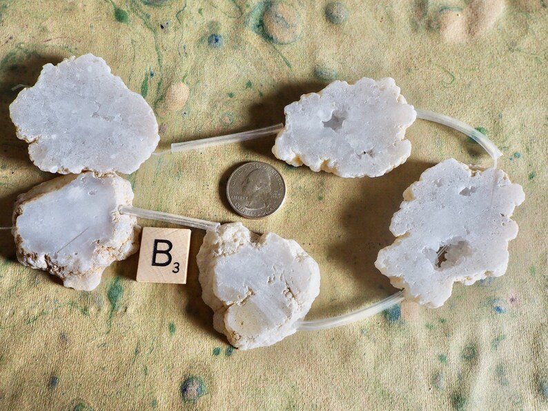 WHOLESALE Full Strand Brazilian White Druzy Agate Geode Slab | Etsy