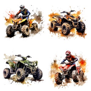 43 ATV Extreme Sport Clipart PNG Bundle, Watercolor ATV Adventure ...