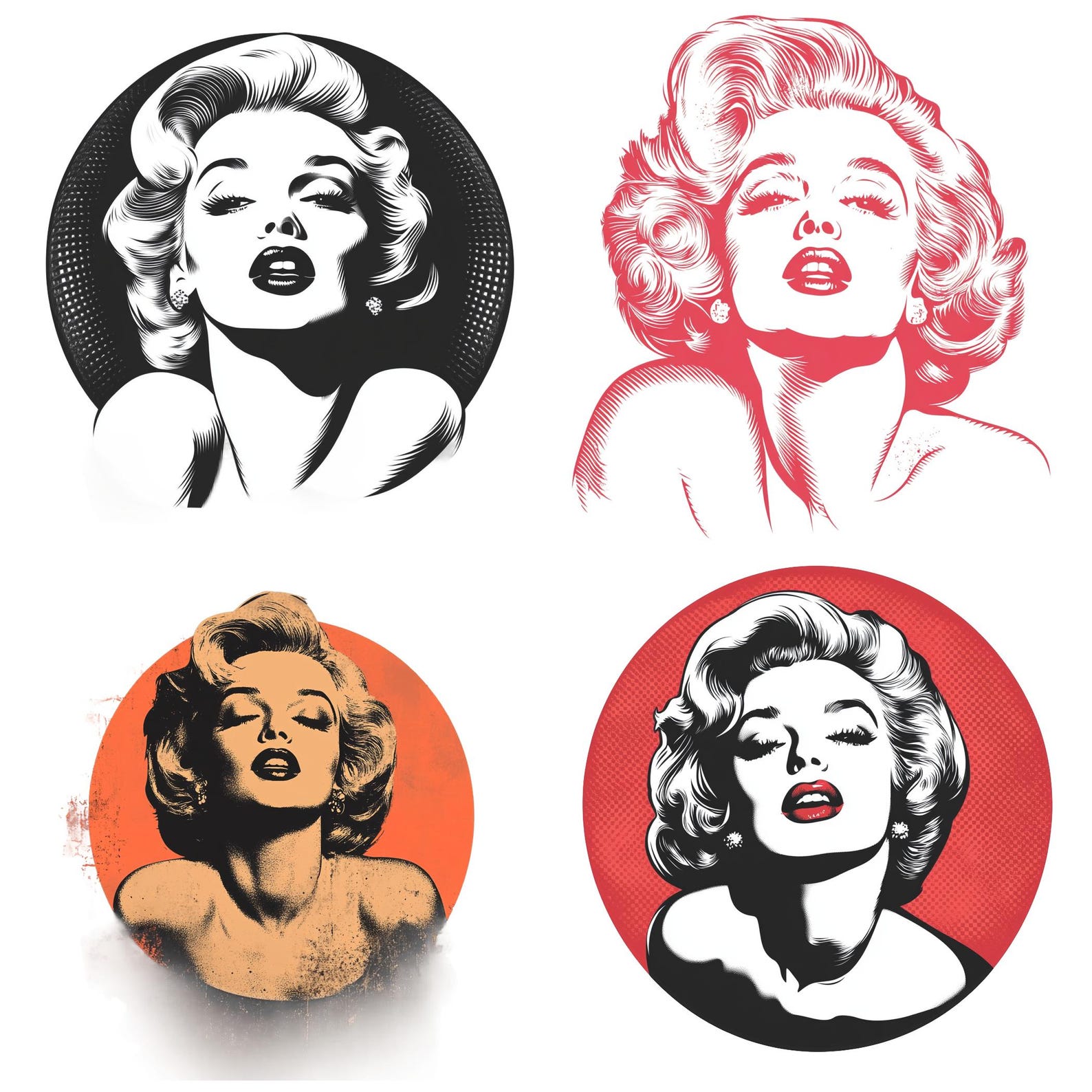 50 Marilyn Monroe Clipart PNG Bundle, Watercolor Monroe Icon ...