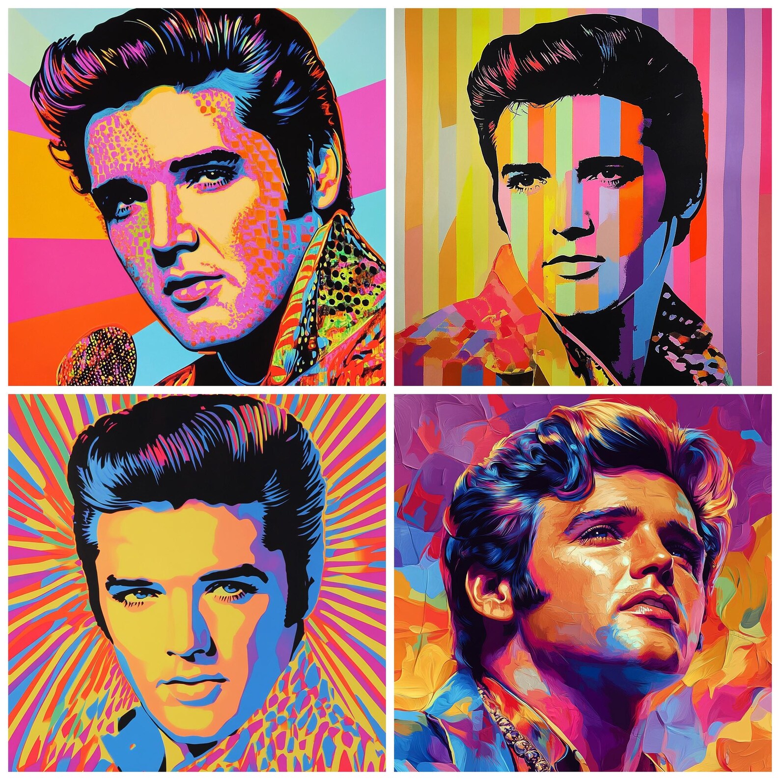 47 Elvis Presley Pop Art PNG Clipart Bundle, Colorful Elvis Presley ...