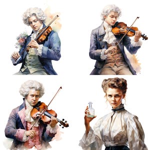 Wolfgang Amadeus Mozart PNG Clipart Bundle, Watercolor Mozart Famous ...
