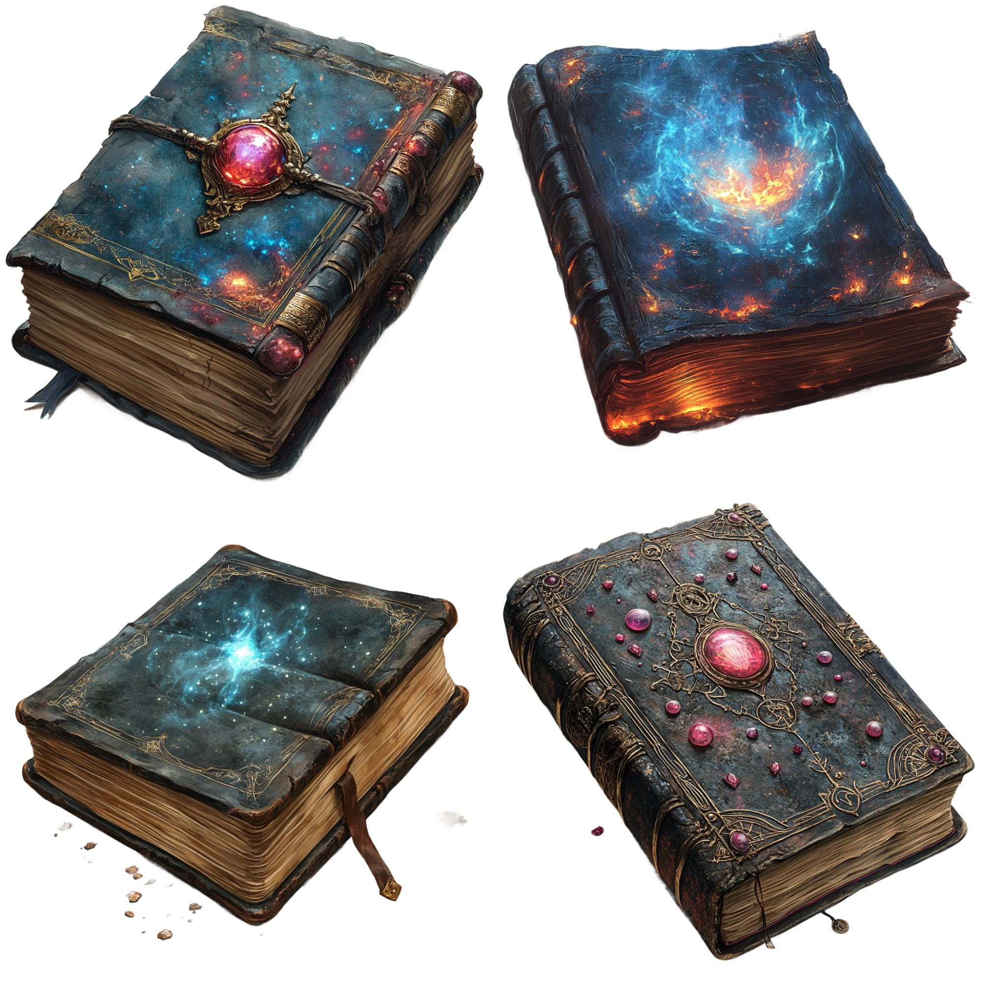 28 Arcane Spellbook PNG Clipart Bundle, Watercolor Mystic Book ...