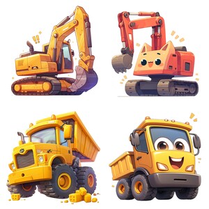 Cute Construction PNG Clipart Bundle, Nursery Illustration (commercial ...