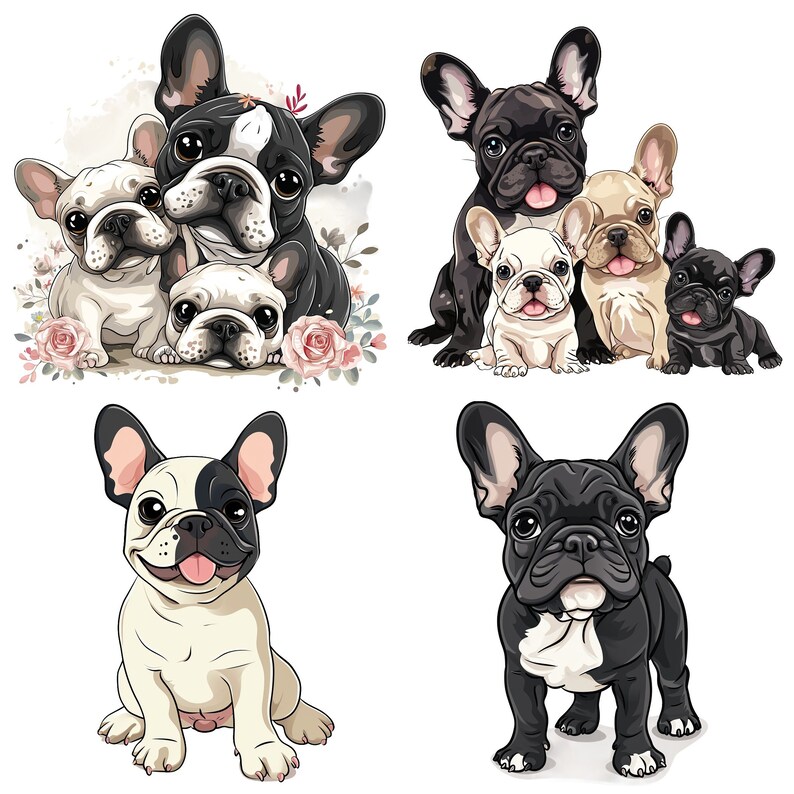 34 Cartoon French Bulldog PNG Clipart, Adorable Cartoon Frenchie ...