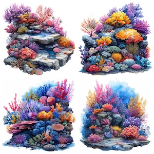 Coral Reef PNG Clipart, Watercolor 24 Underwater Ecosystem Colorful ...
