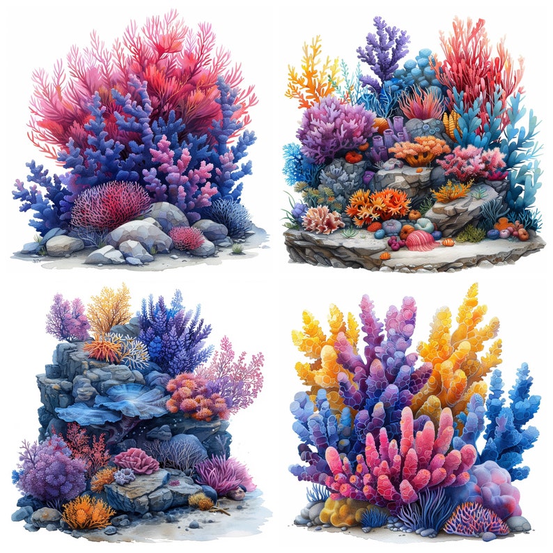 Coral Reef PNG Clipart, Watercolor 24 Underwater Ecosystem Colorful ...