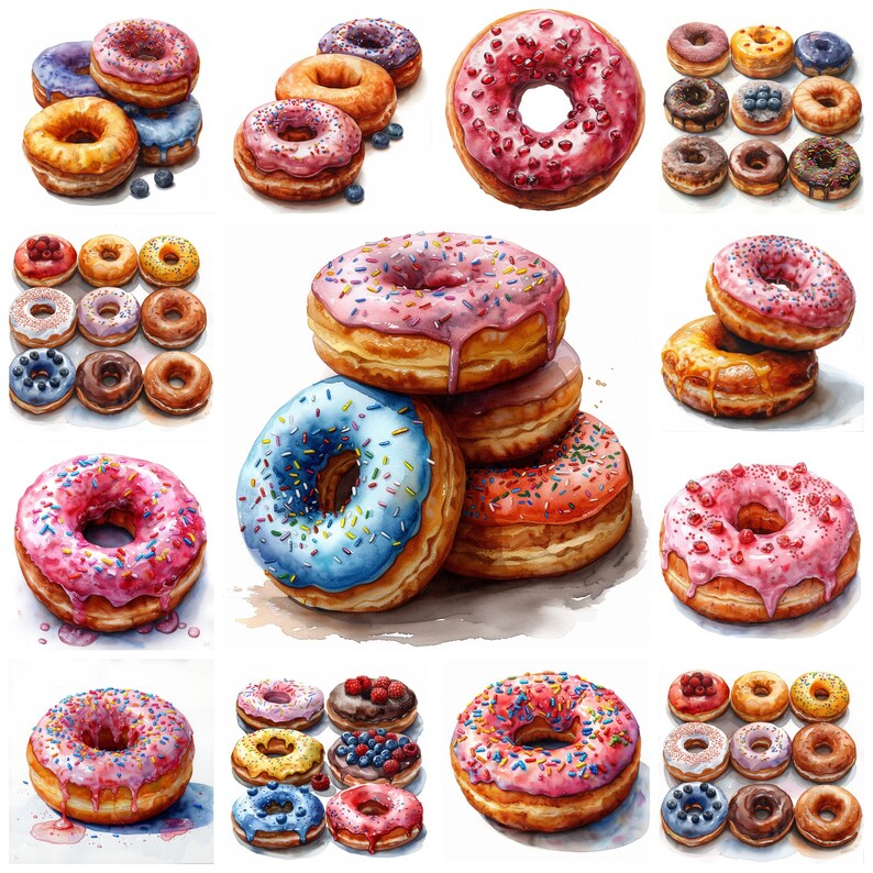 23 Donut PNG Clipart, Watercolor Doughnut Scenery Transparent ...