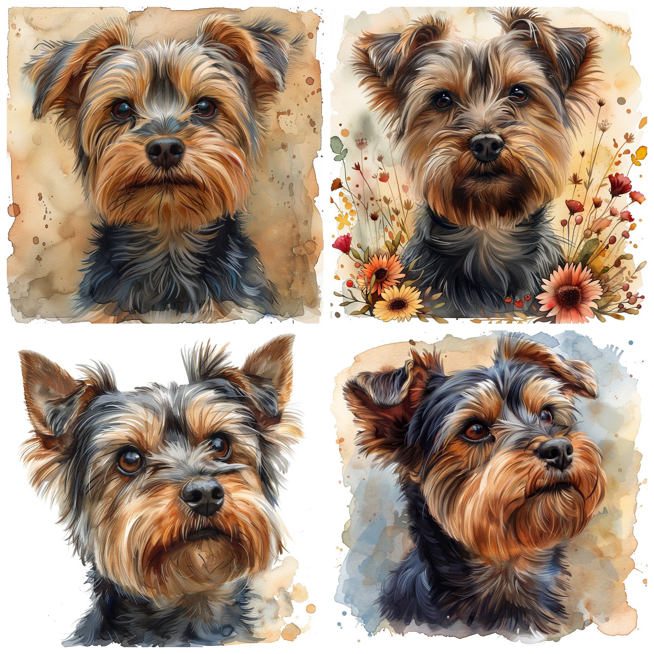 Watercolor Yorkshire Terrier PNG Clipart, 37 Tiny Yorkie Terrier Dog ...