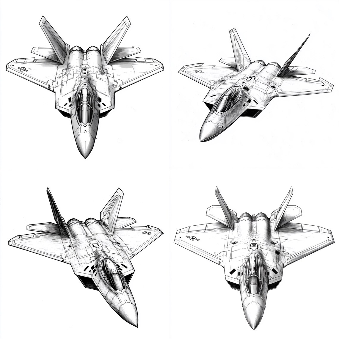 33 Modern Jet Fighter Line Art PNG Clipart Bundle, Abstract Line Art ...