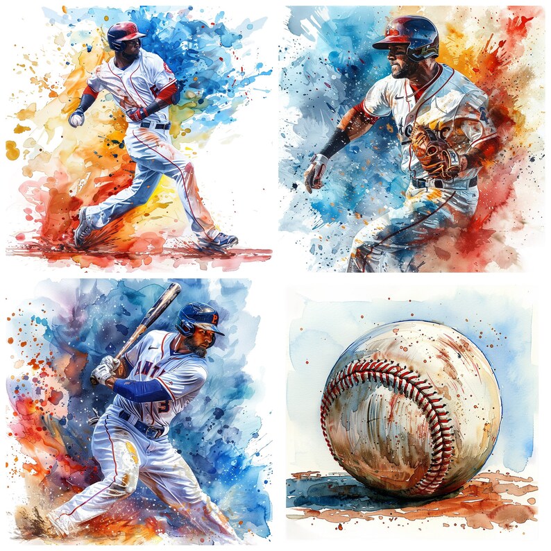Baseball PNG Sport Game Clipart, Watercolor 47 Baseball Player Dynamic ...