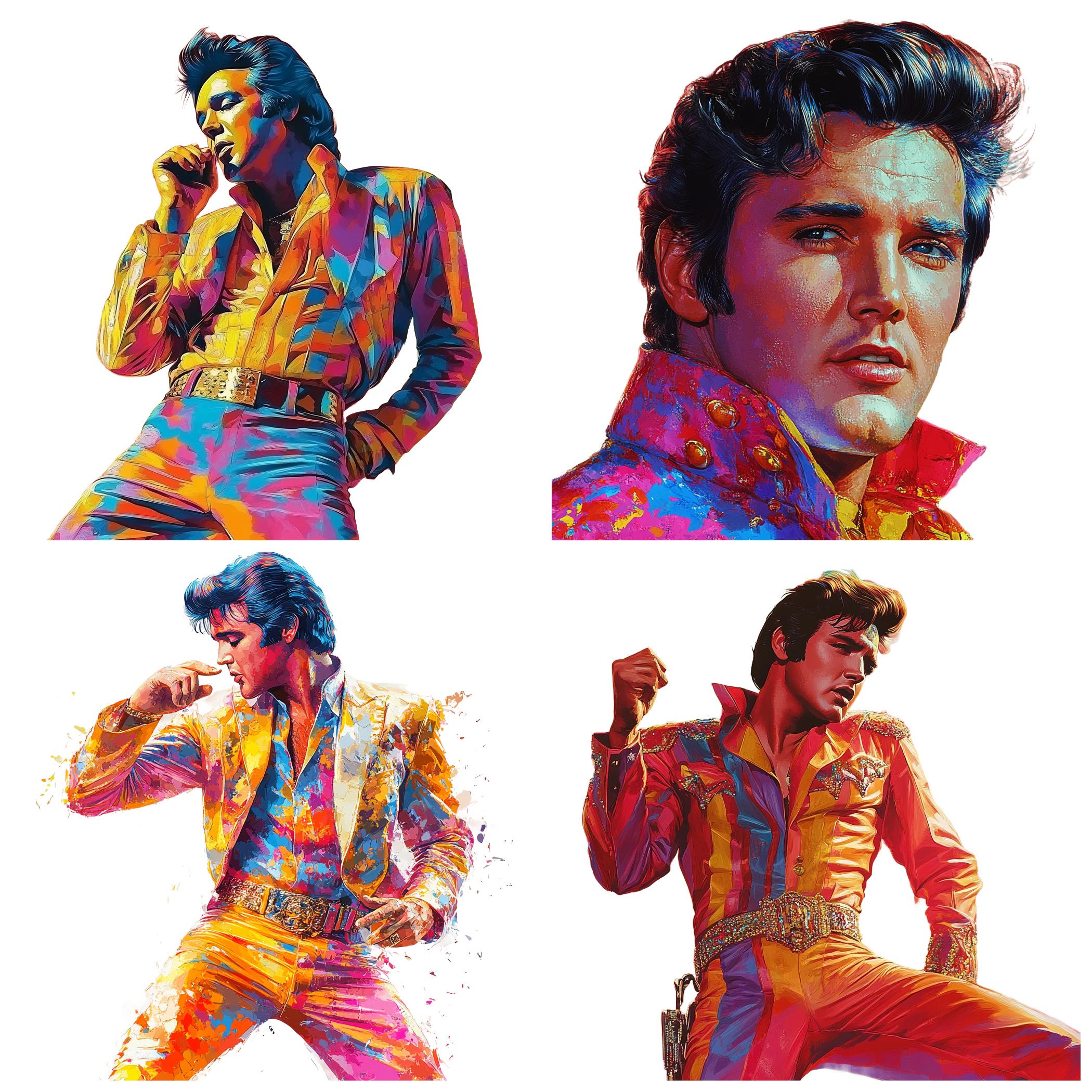 47 Elvis Presley Pop Art PNG Clipart Bundle, Colorful Elvis Presley ...