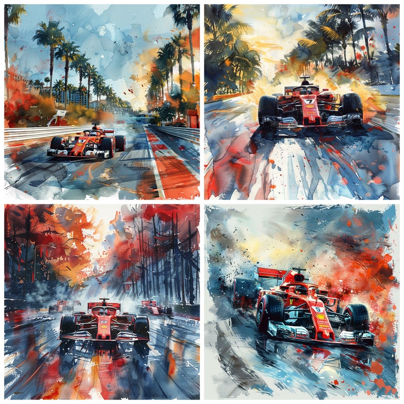 Formula 1 PNG Clipart, Watercolor F1 Race Car Poster Image, Motorsport ...