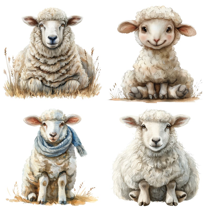 Watercolor 39 Sheep PNG Clipart, Adorable Sheep Lamb Transparent ...