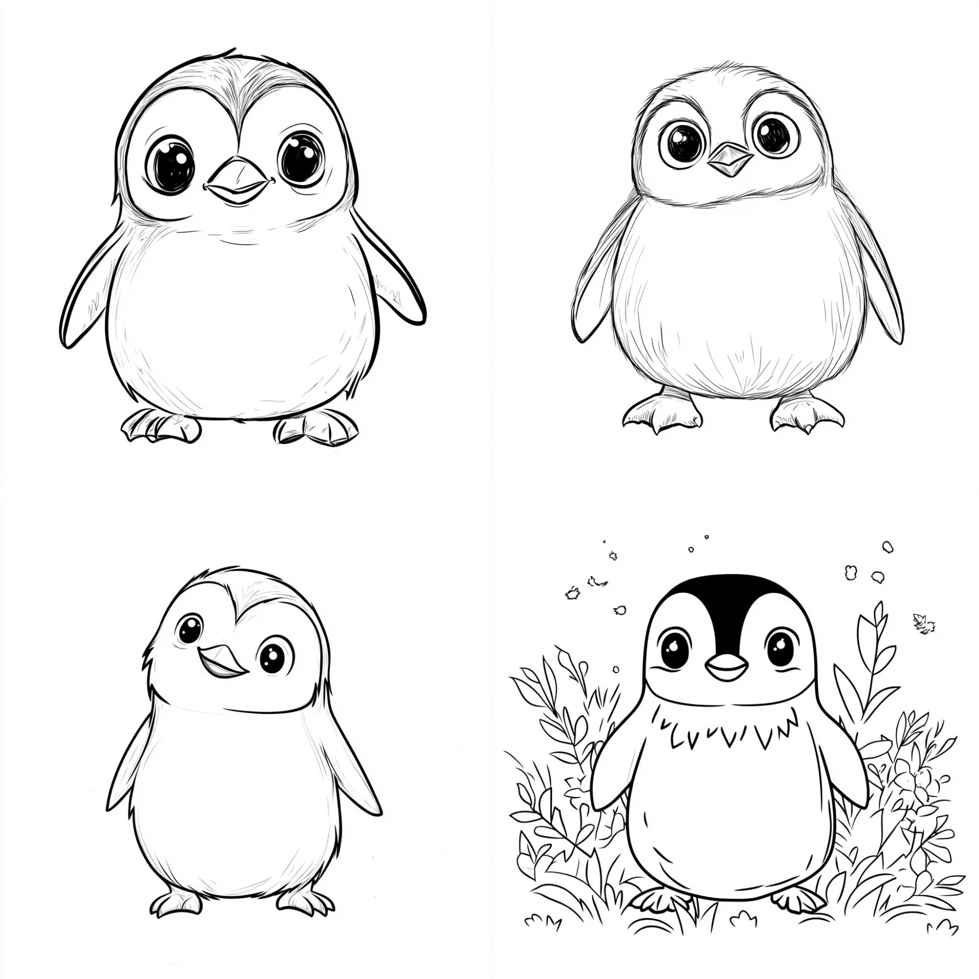Penguin Line Art PNG Clipart Bundle, Abstract Line Line Art Sublimation ...
