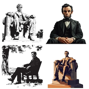 32 Abraham Lincoln PNG Clipart Bundle, Watercolor American Presidential ...