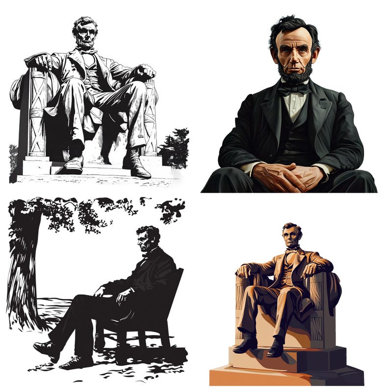 Abraham Lincoln Watercolor Clipart Bundle, Presidential Icon (PNG ...