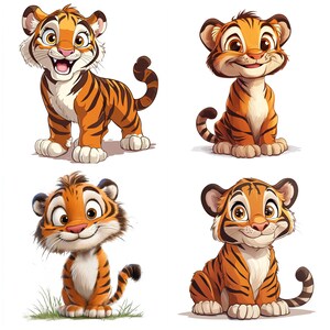 43 Adorable Tiger PNG Clipart Bundle, Cartoon Tiger Illustration, Funny ...