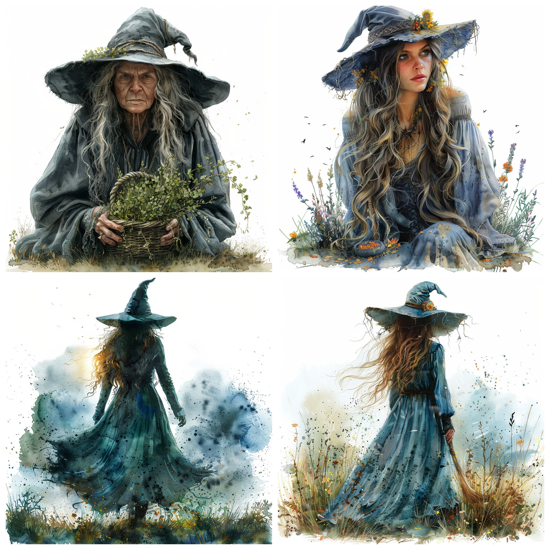 Nature Mother Witch PNG Clipart, Watercolor 40 Nature Witch Transparent ...